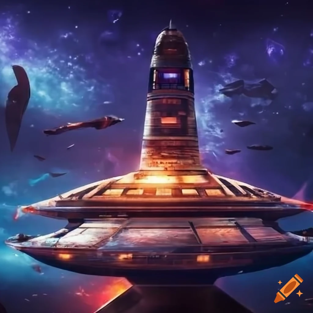 Image of an old starship transformed into a multi-purpose establishment ...