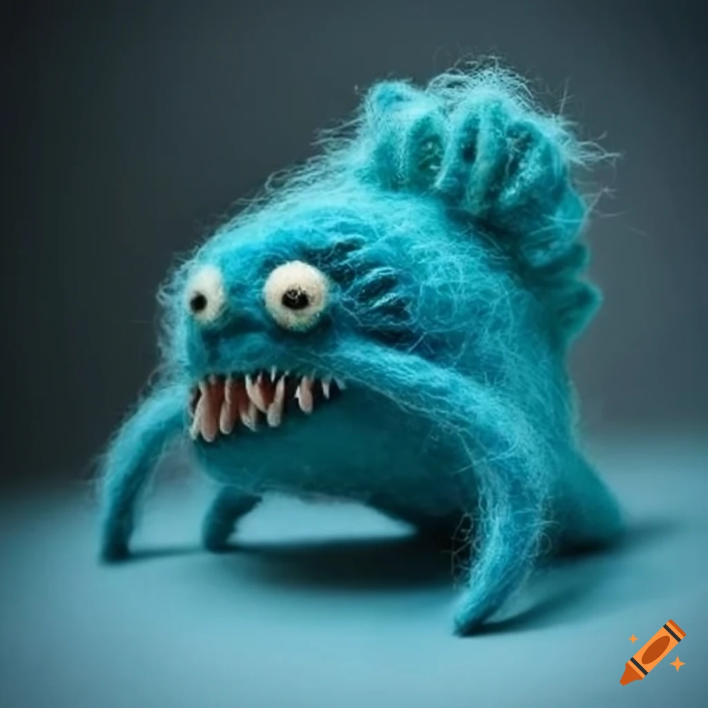 Felted wool sea monsters on Craiyon