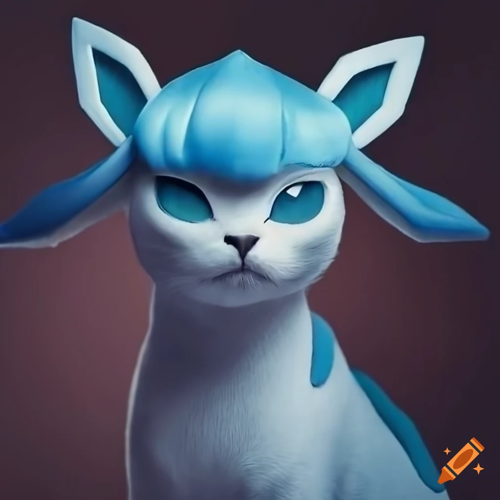 Close up portrait of a cute Glaceon pokemon on Craiyon