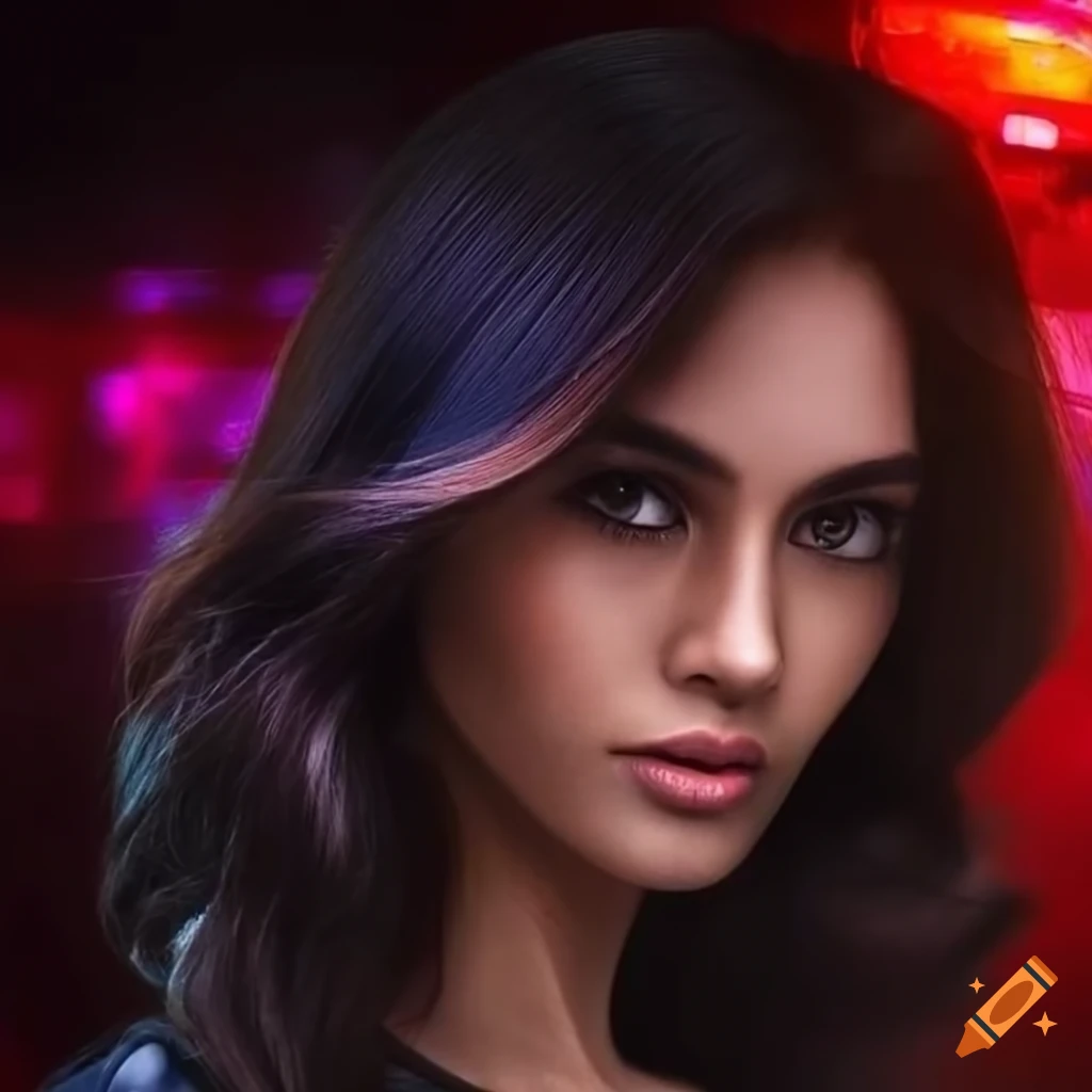 Closeup portrait of a stunning young Indian female supermodel on Craiyon
