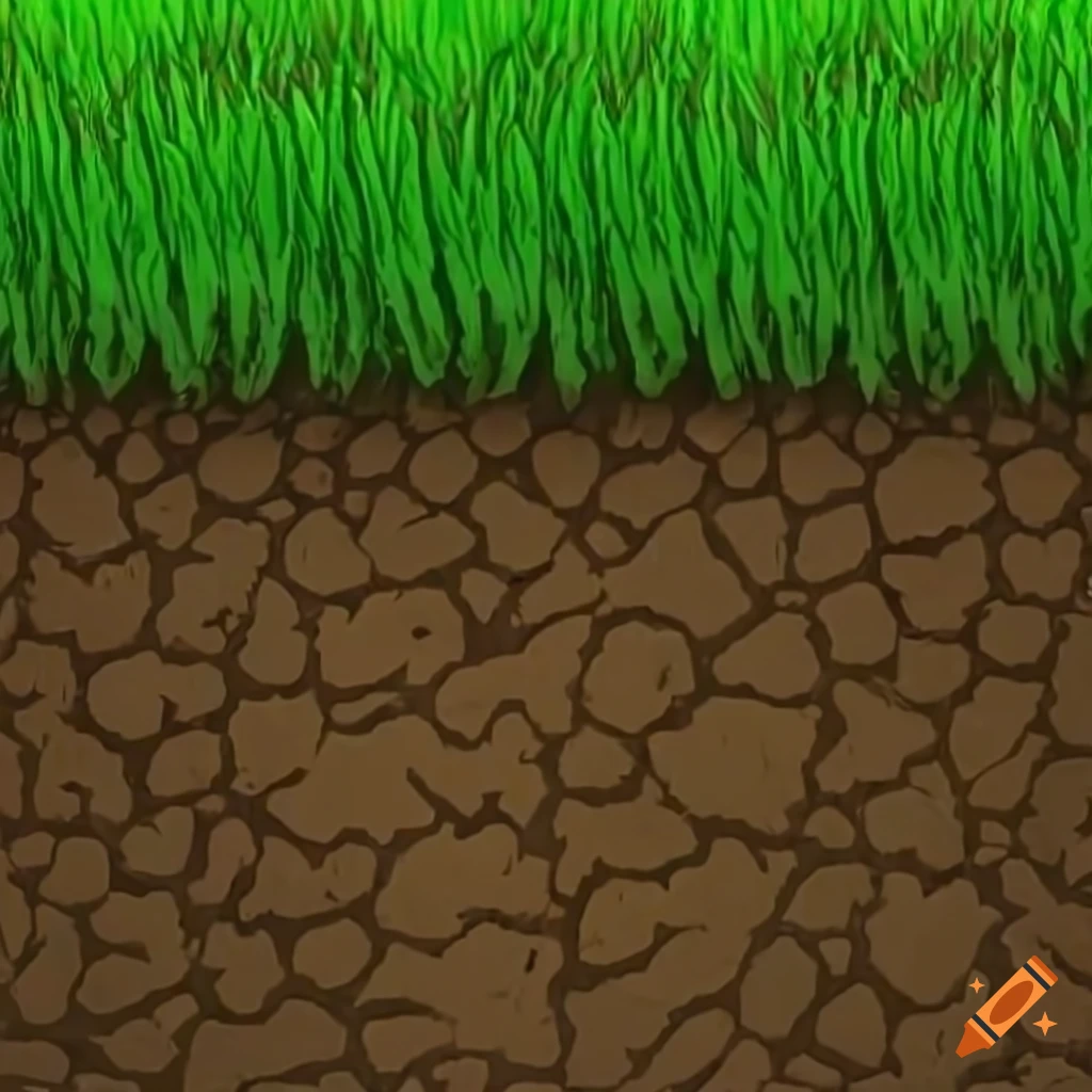 Textured dirt with hanging grass in a video game on Craiyon