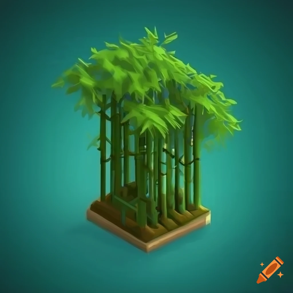 Isometric 2d game artwork of tall bamboo cluster on Craiyon