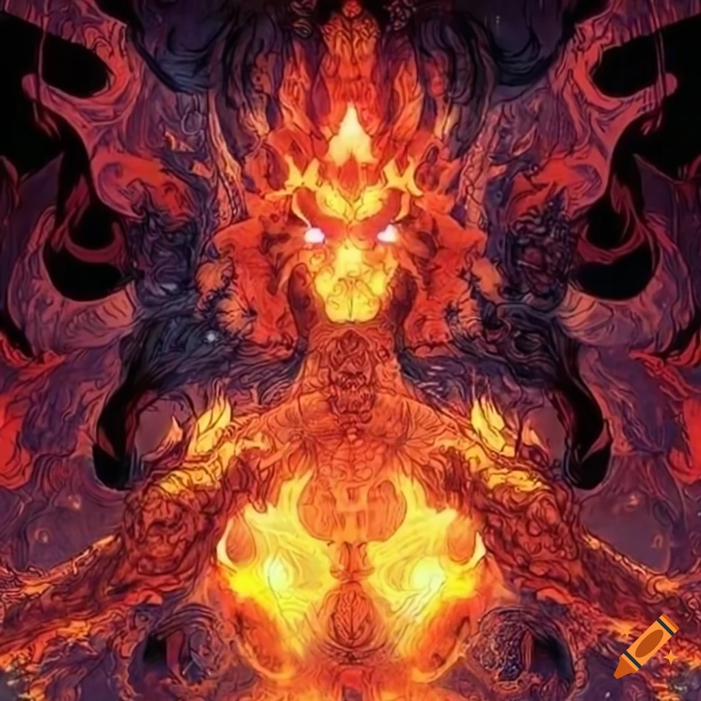 Detailed artwork of a female fire elemental on Craiyon