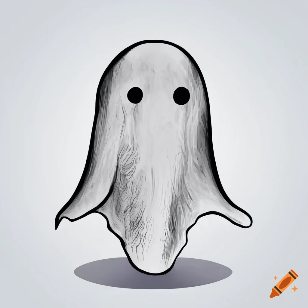 Black and white ghost tattoo design on Craiyon