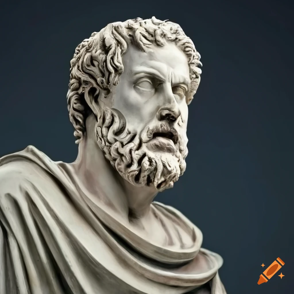 Statue of a philosopher from ancient Rome or Greece on Craiyon