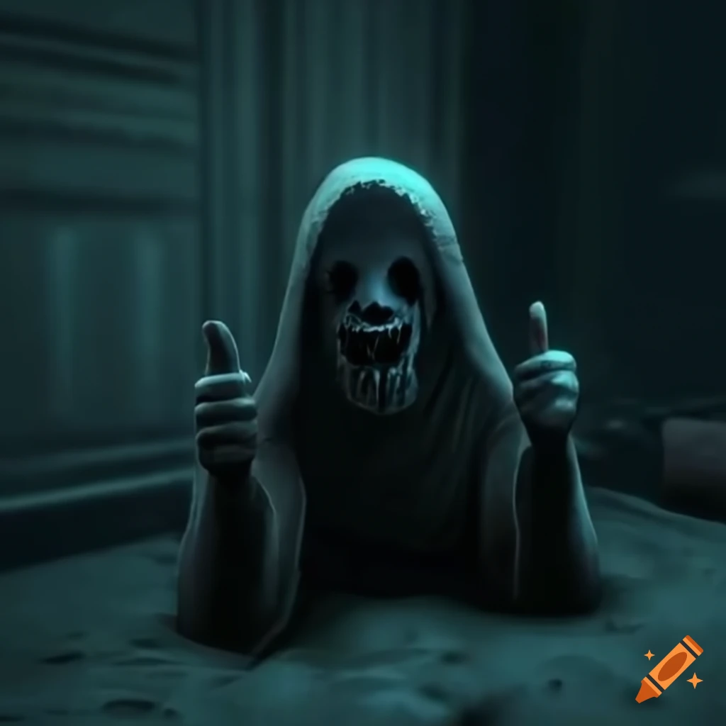 Smiling ghost sitting like a guru in the desert on Craiyon