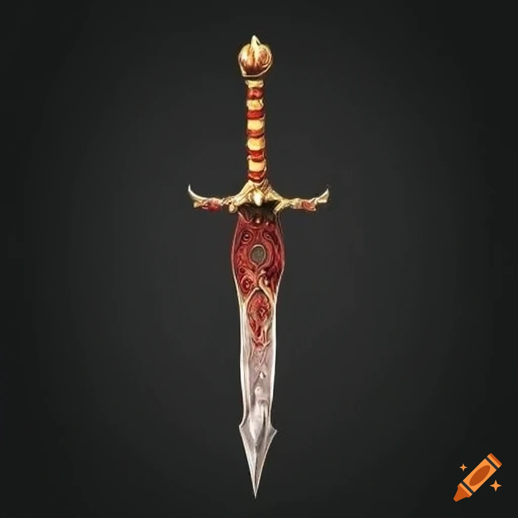 Decorative sword with red and gold serpent designs on Craiyon