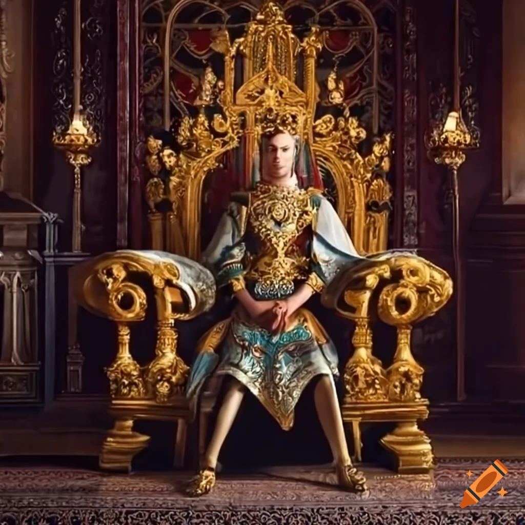 Image of a king on his throne in a castle on Craiyon