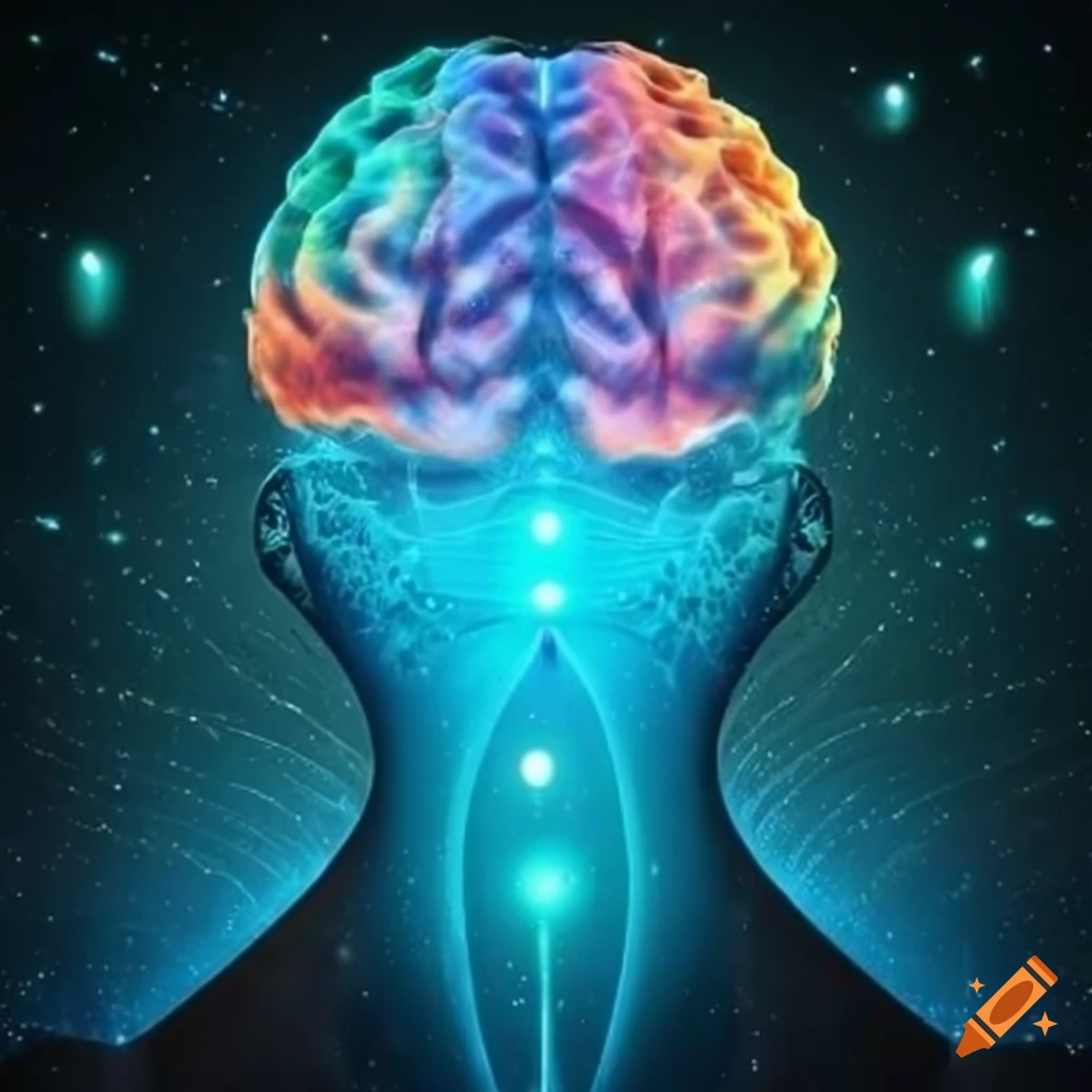 Artistic representation of the evolution of mind, body, and planet on Craiyon