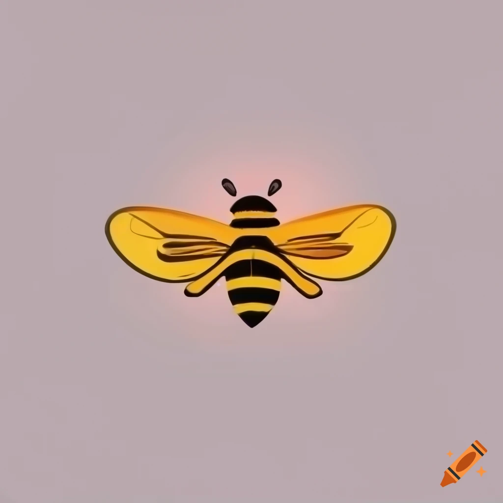 Simple bee logo with a smiling face on Craiyon