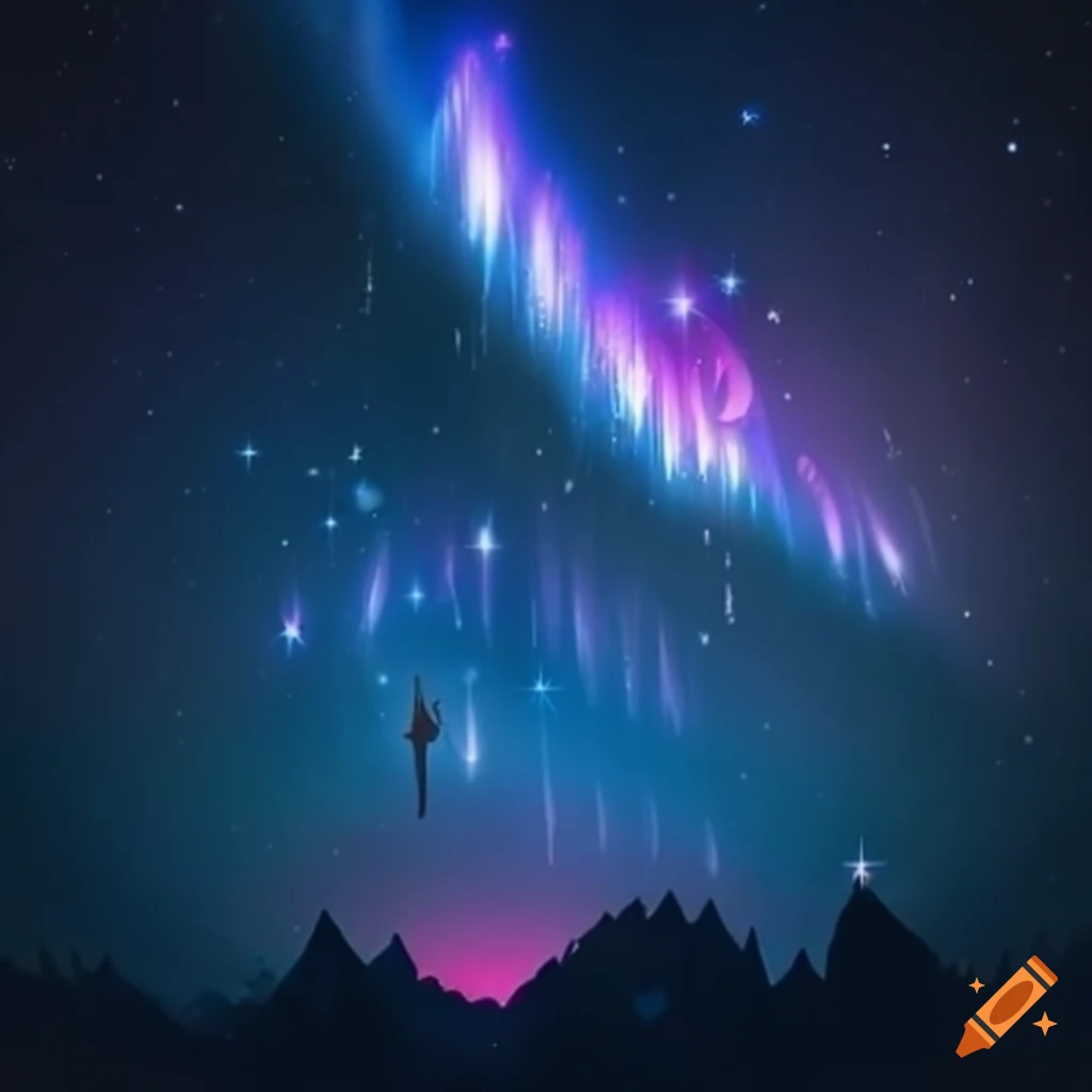 Fantasy image of shooting stars on Craiyon