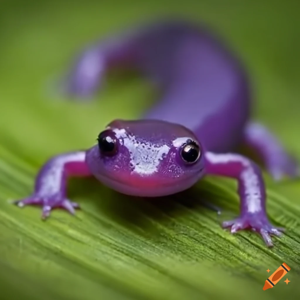 Purple salamander in macro photography on Craiyon