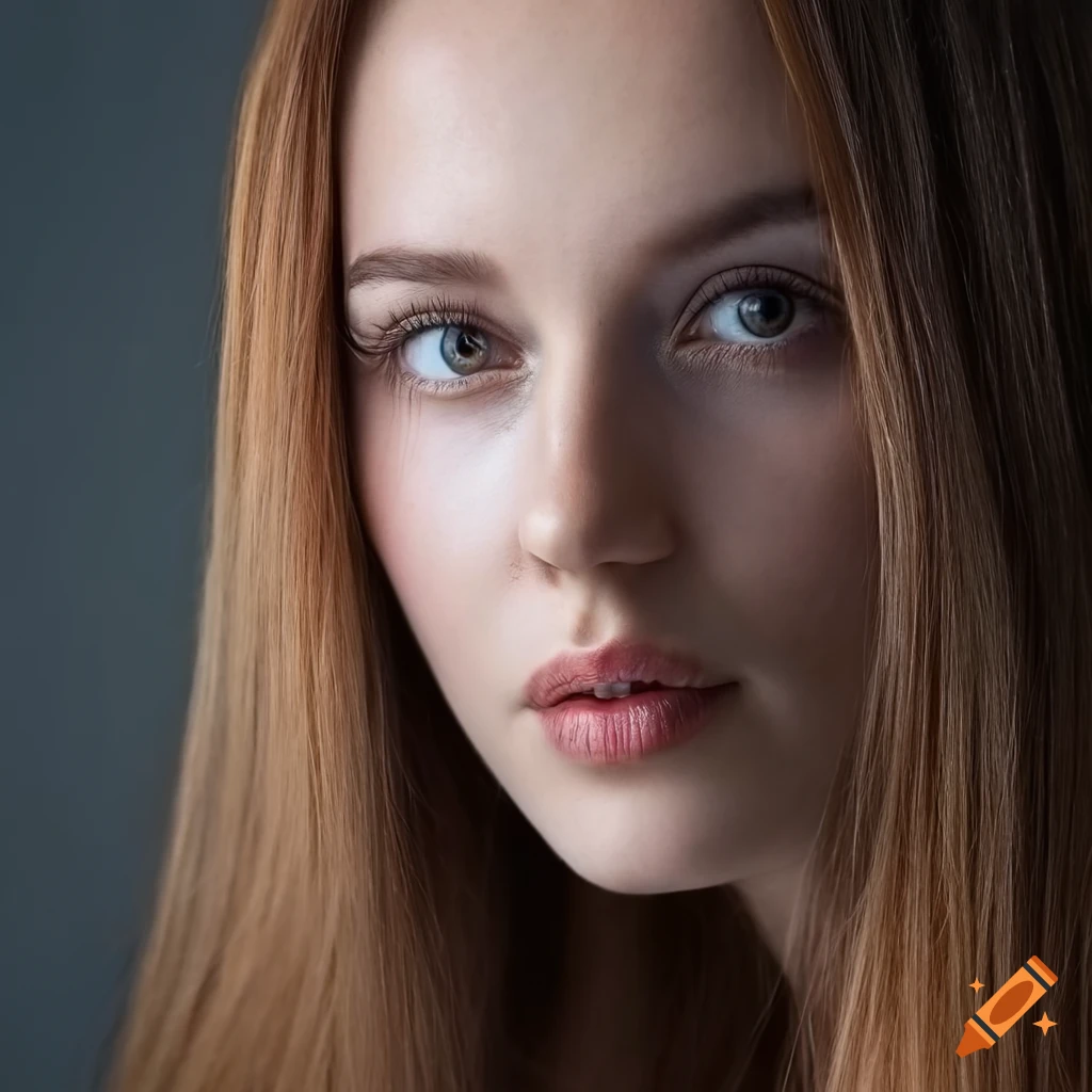 Close-up portrait of a beautiful young woman with perfect facial ...