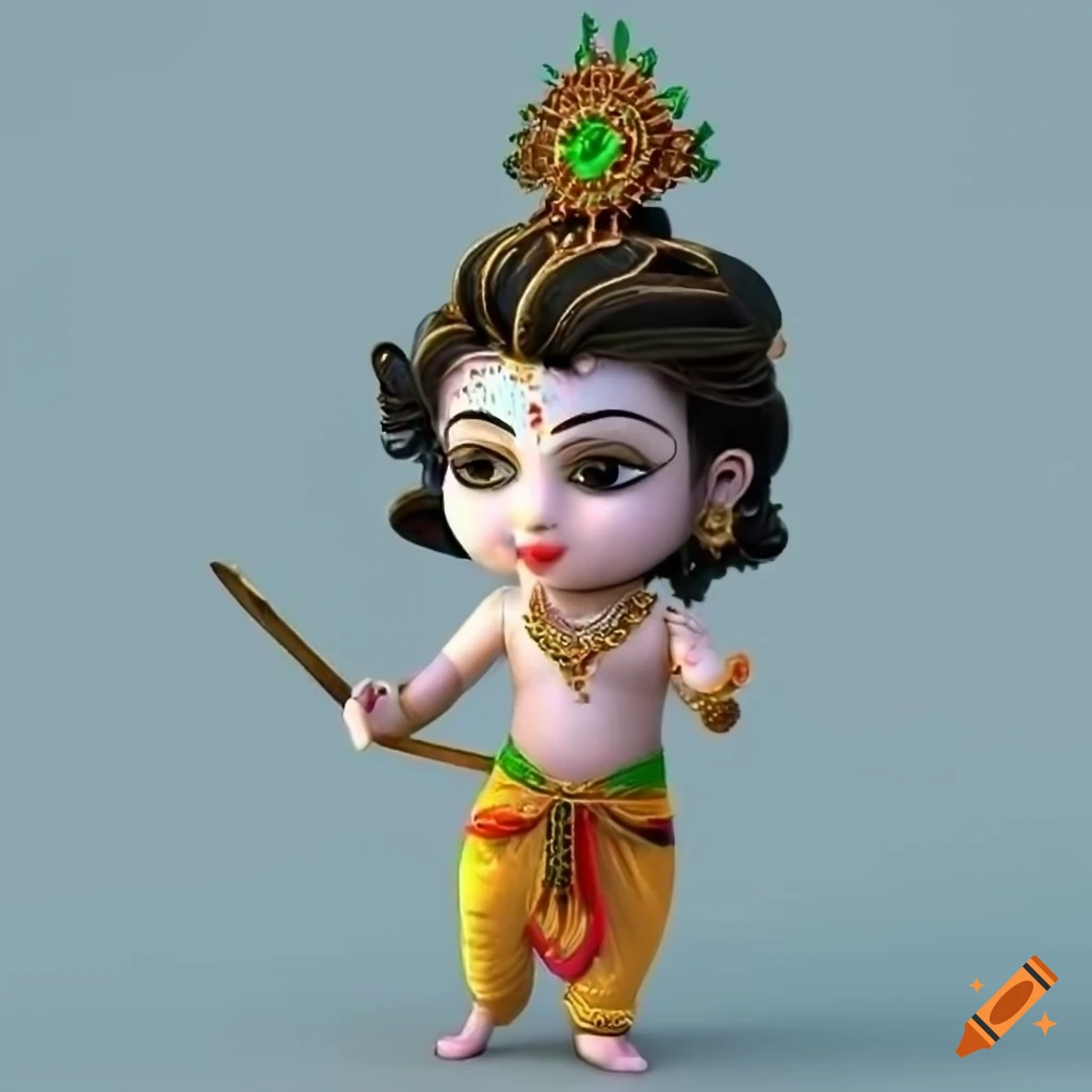 3D rendering of Lord Krishna on Craiyon