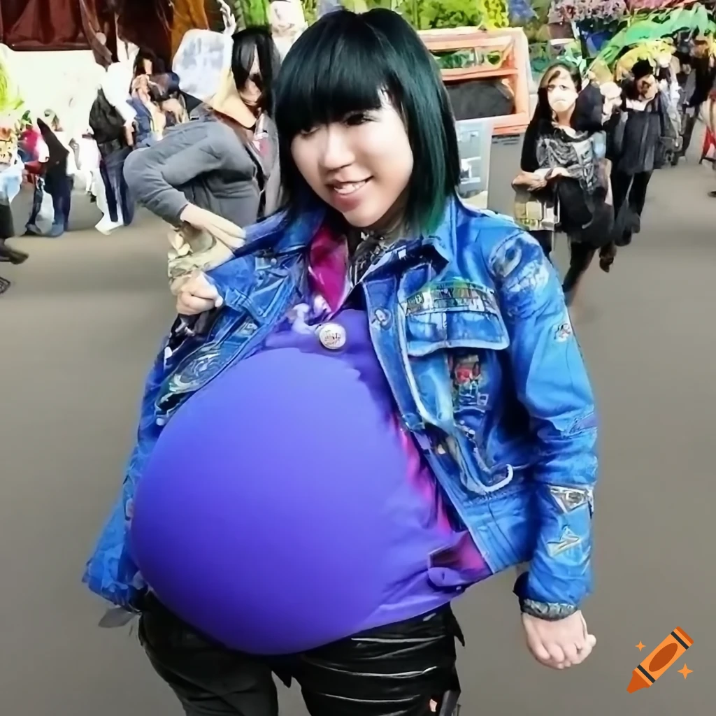 Photo Of A Heavily Pregnant Japanese Woman At A Theme Park On Craiyon