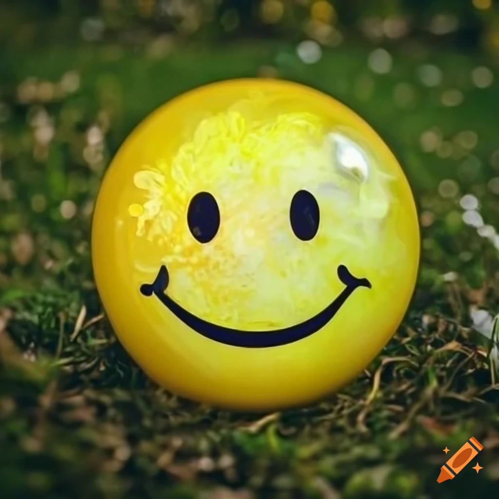 Glowing smiley face on a lawn on Craiyon