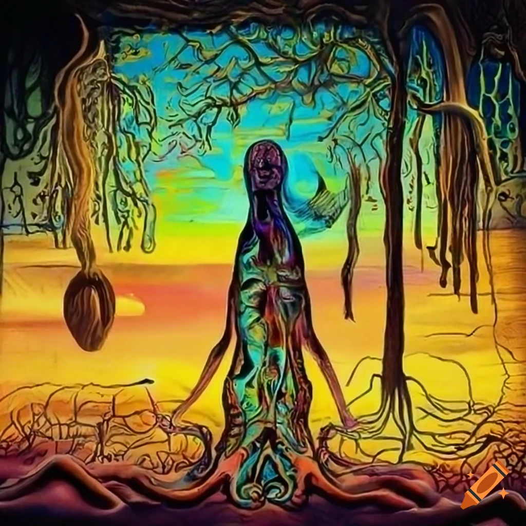 Illustrative artwork of three people walking through a sacred path on ...