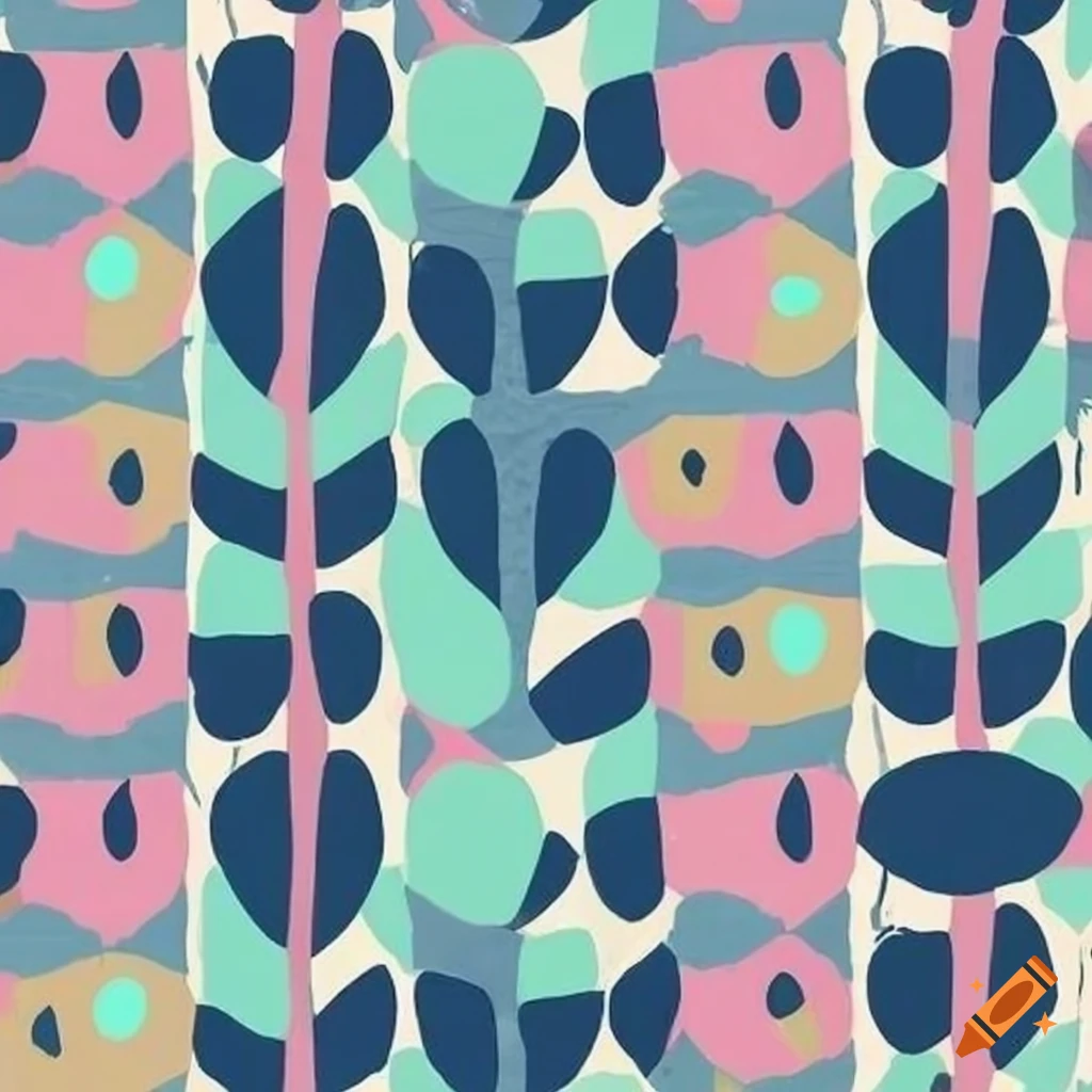 Clean modern art pattern in navy blue and pastel colors on Craiyon