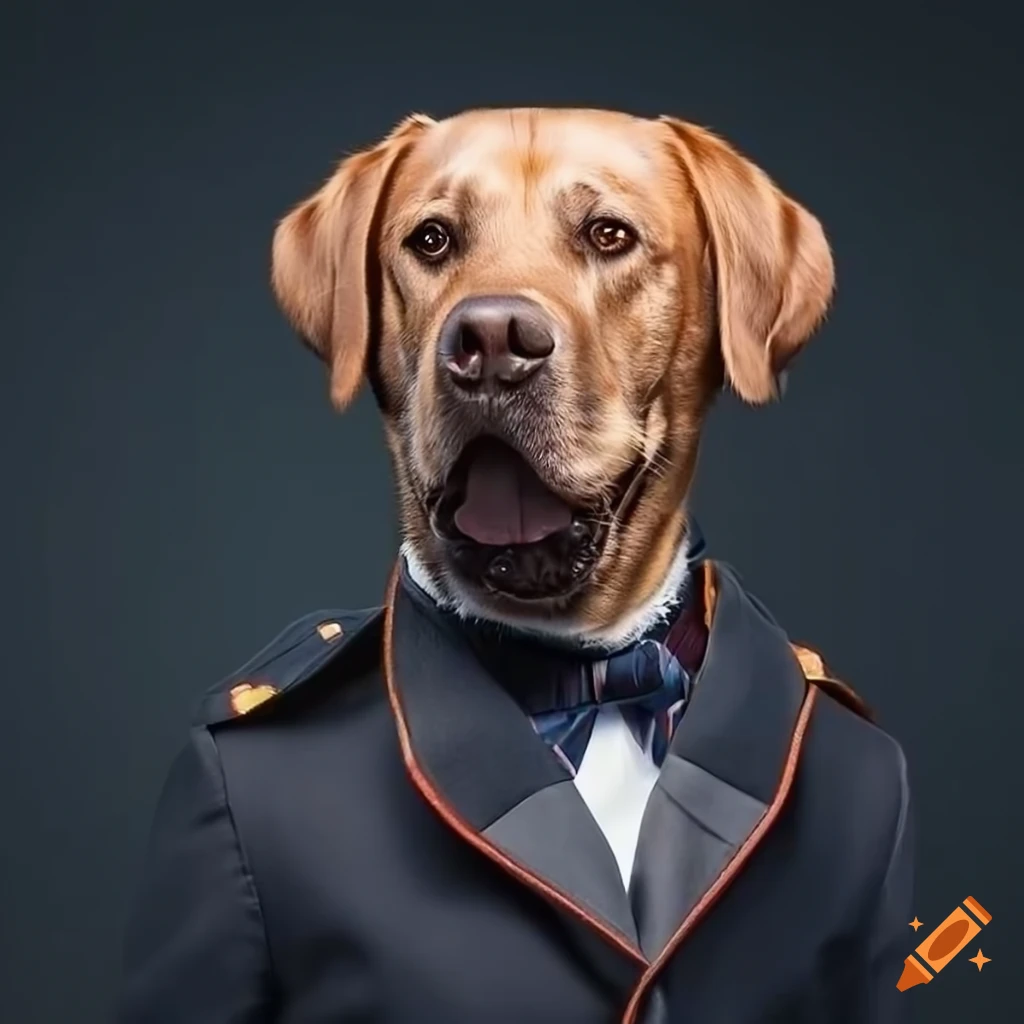 Labrador Retriever in military dress uniform on Craiyon