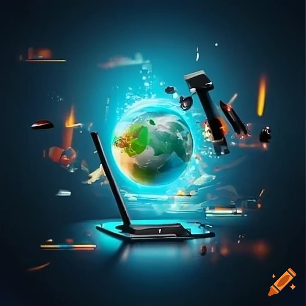 Collage of modern devices displaying creative websites on Craiyon