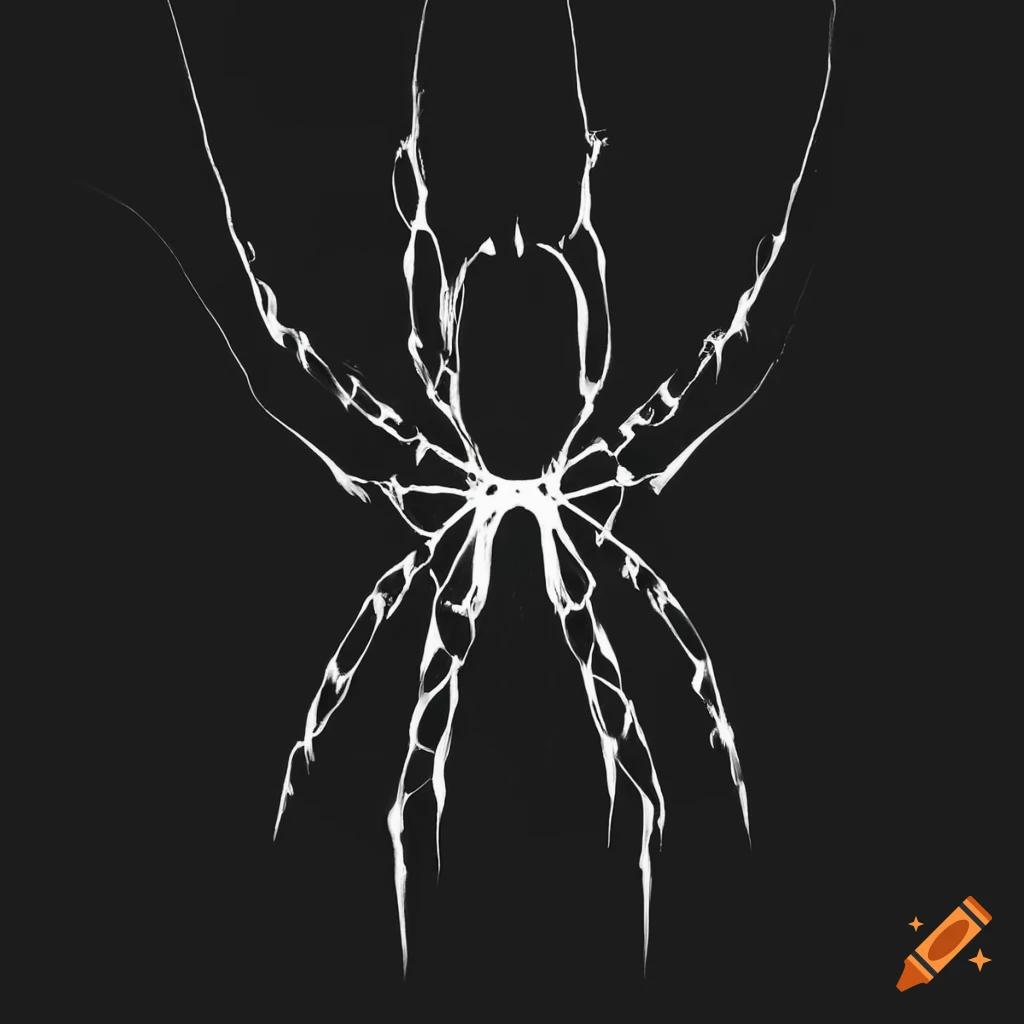 Close-up minimalist art of a spider with fangs on Craiyon
