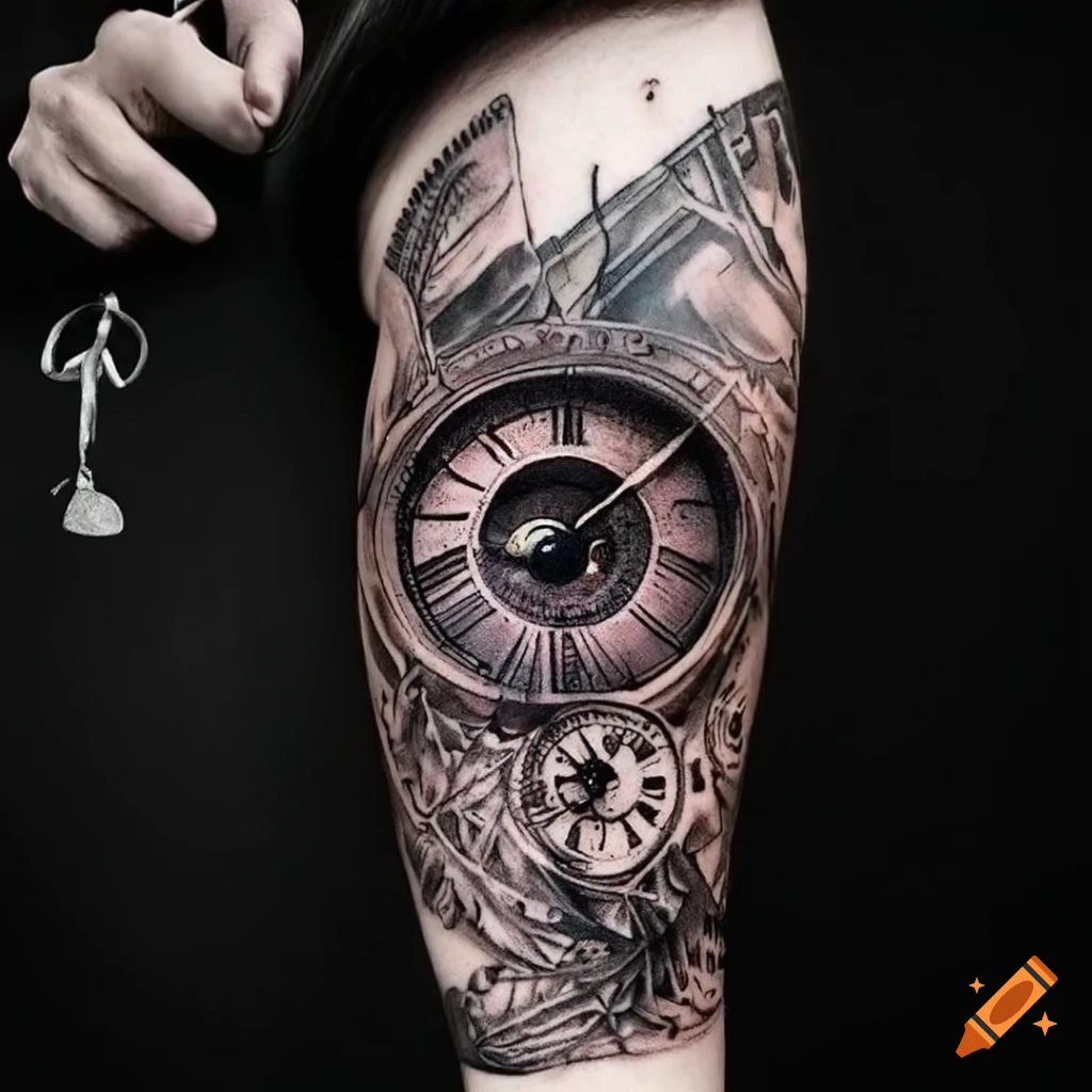 Clock eye tattoo design on Craiyon