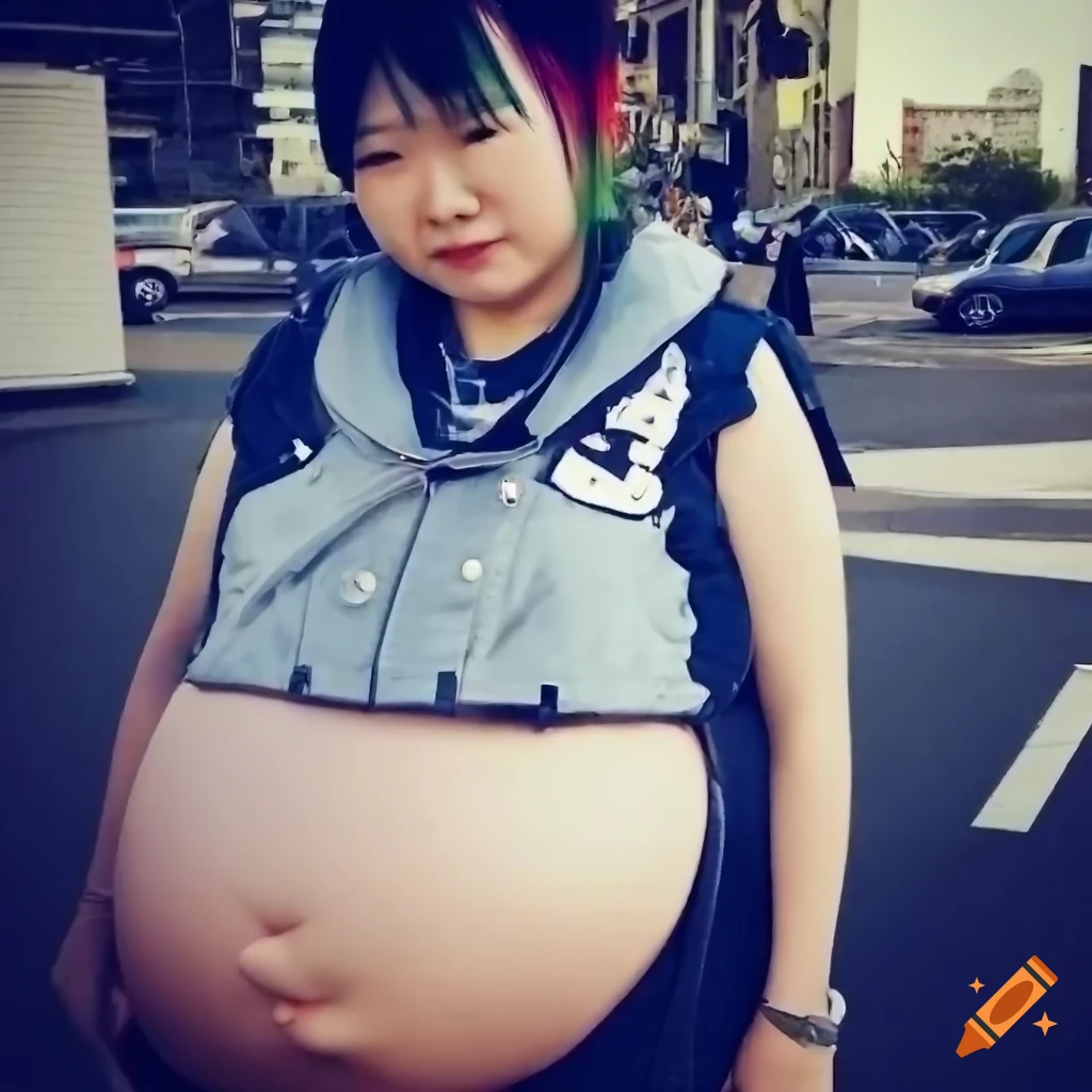 Candid Photo Of A Pregnant Japanese Punk Woman In A Jacket On Craiyon