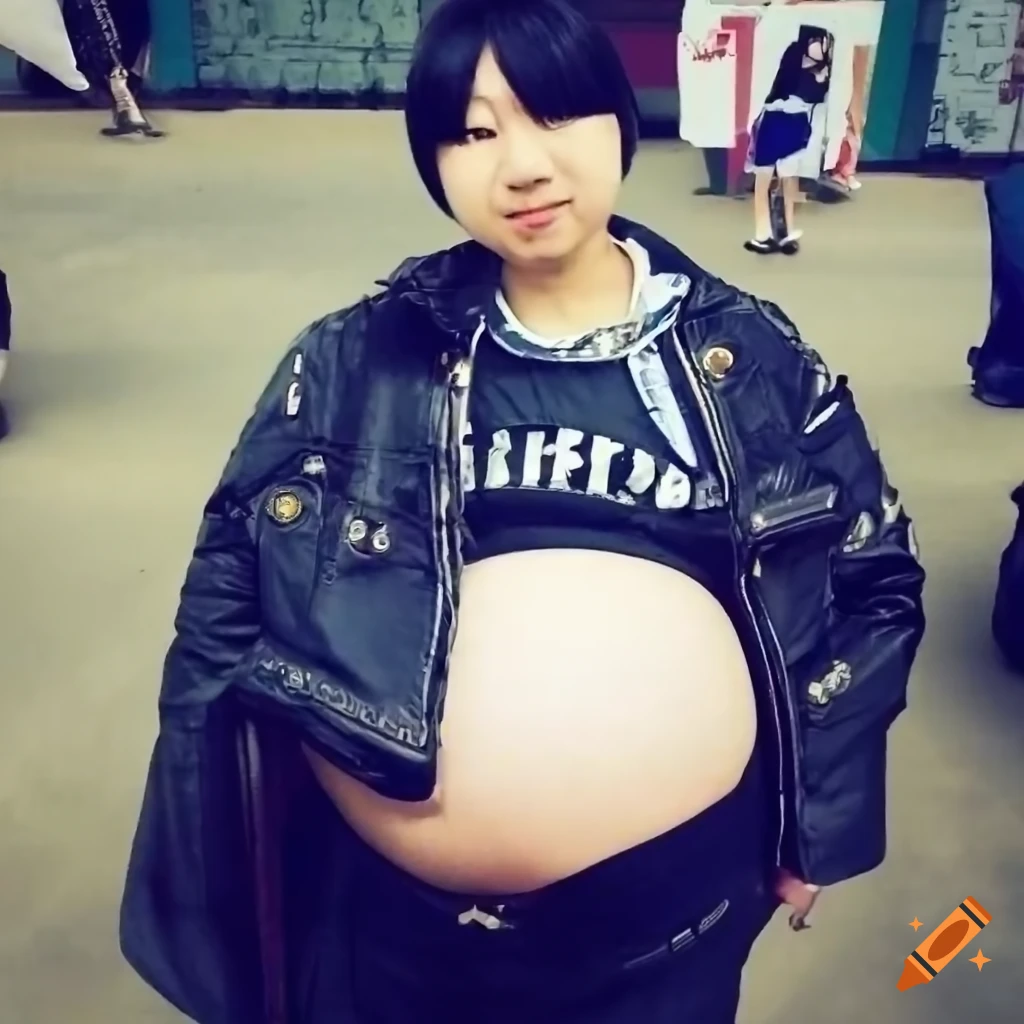 Photo Of A Heavily Pregnant Punk Woman At A Theme Park On Craiyon