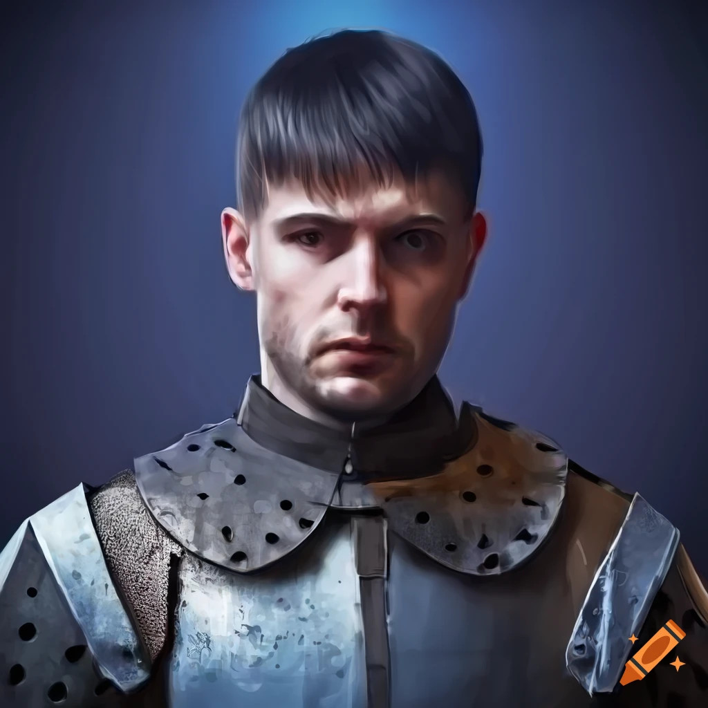 Portrait of a human templar with plate armor on Craiyon