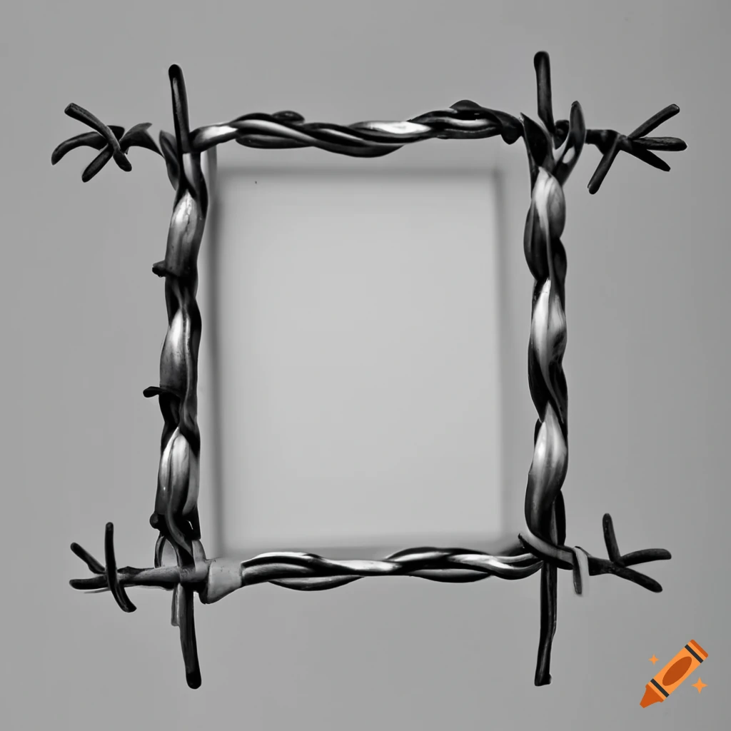 Artistic photograph of barbed wire frame on Craiyon