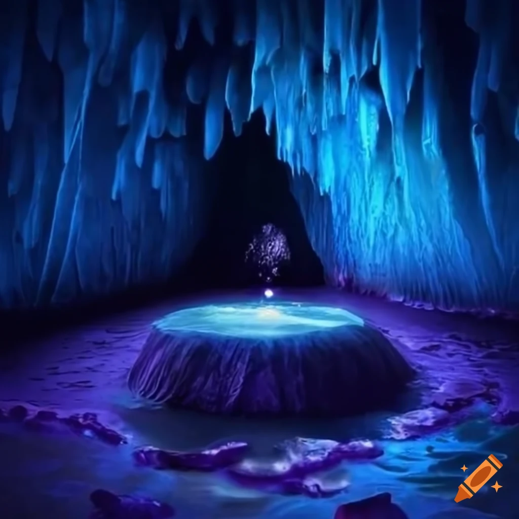 Photo of a mesmerizing crystal cave with a magical water feature on Craiyon