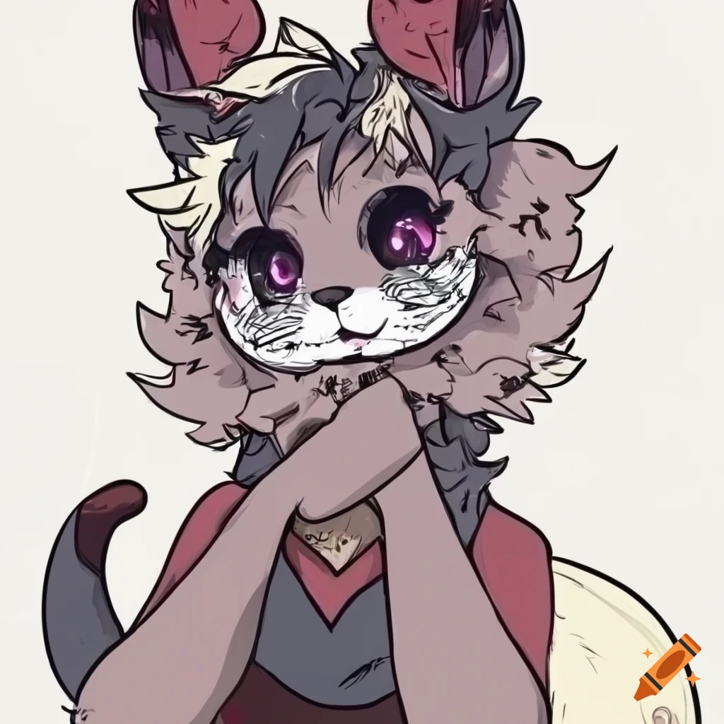 Cute illustration of a bratty punk furry cub on Craiyon