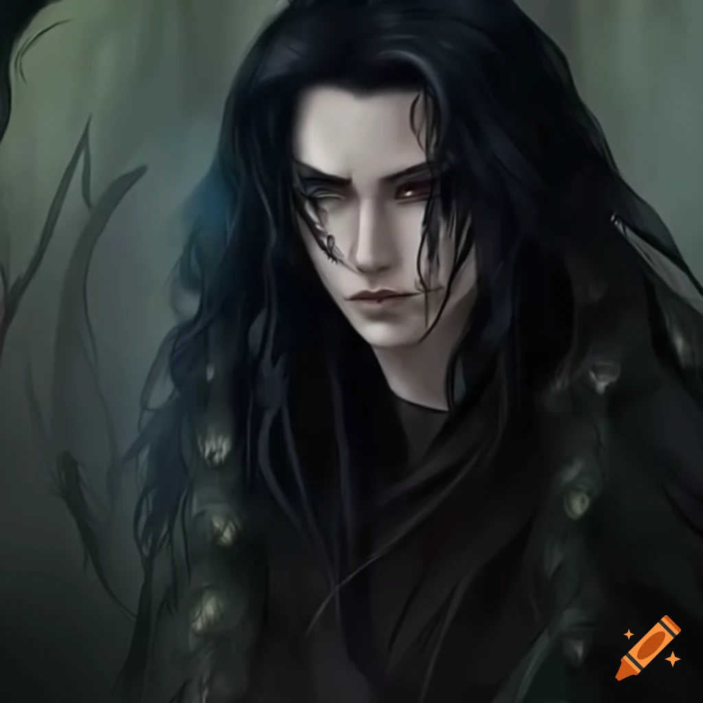 Character art of a heroic elf with raven wings on Craiyon