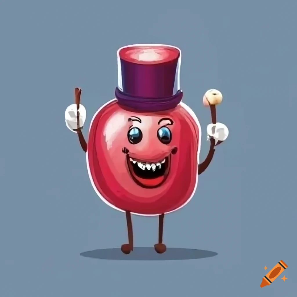 Cartoon illustration of mr. apple with a cane and top hat
