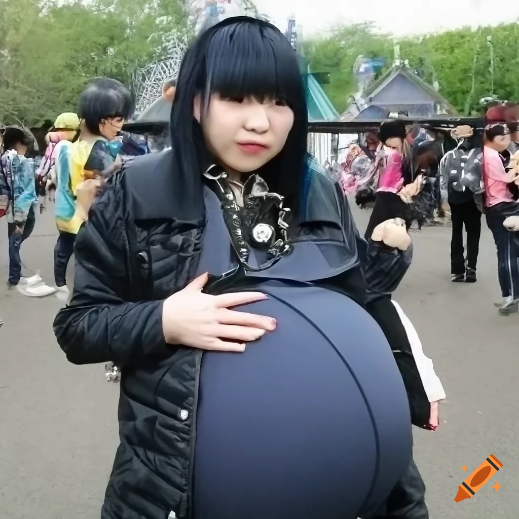 Photo Of A Japanese Pregnant Punk Woman At A Theme Park On Craiyon