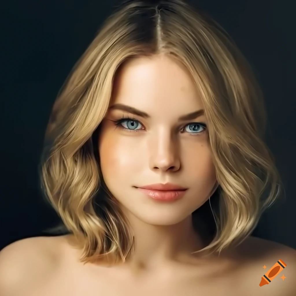 Portrait of a beautiful young woman with freckles and blonde hair on Craiyon