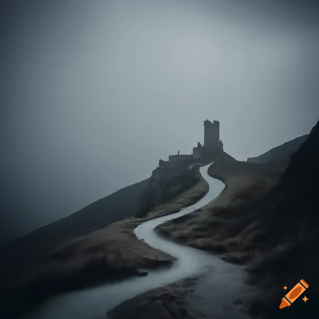 Detailed photo of a path leading to a castle on Craiyon