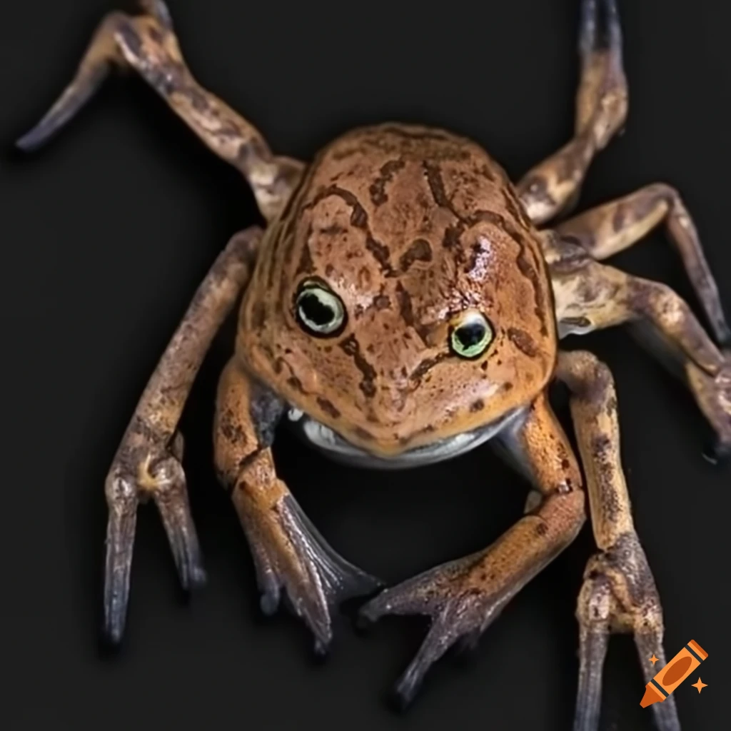 Realistic photo of a hybrid spider-frog on Craiyon