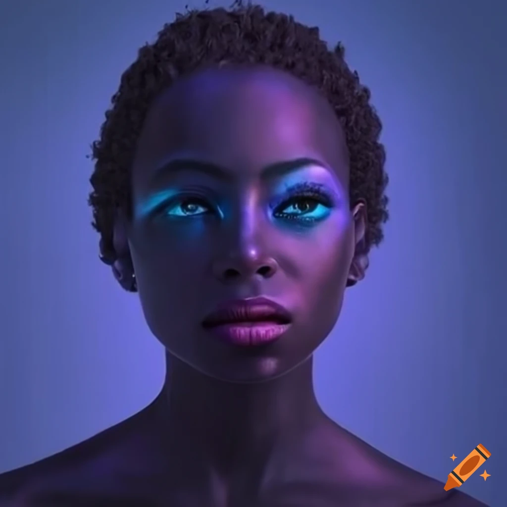 Neon-lit woman with dark complexion artwork on Craiyon
