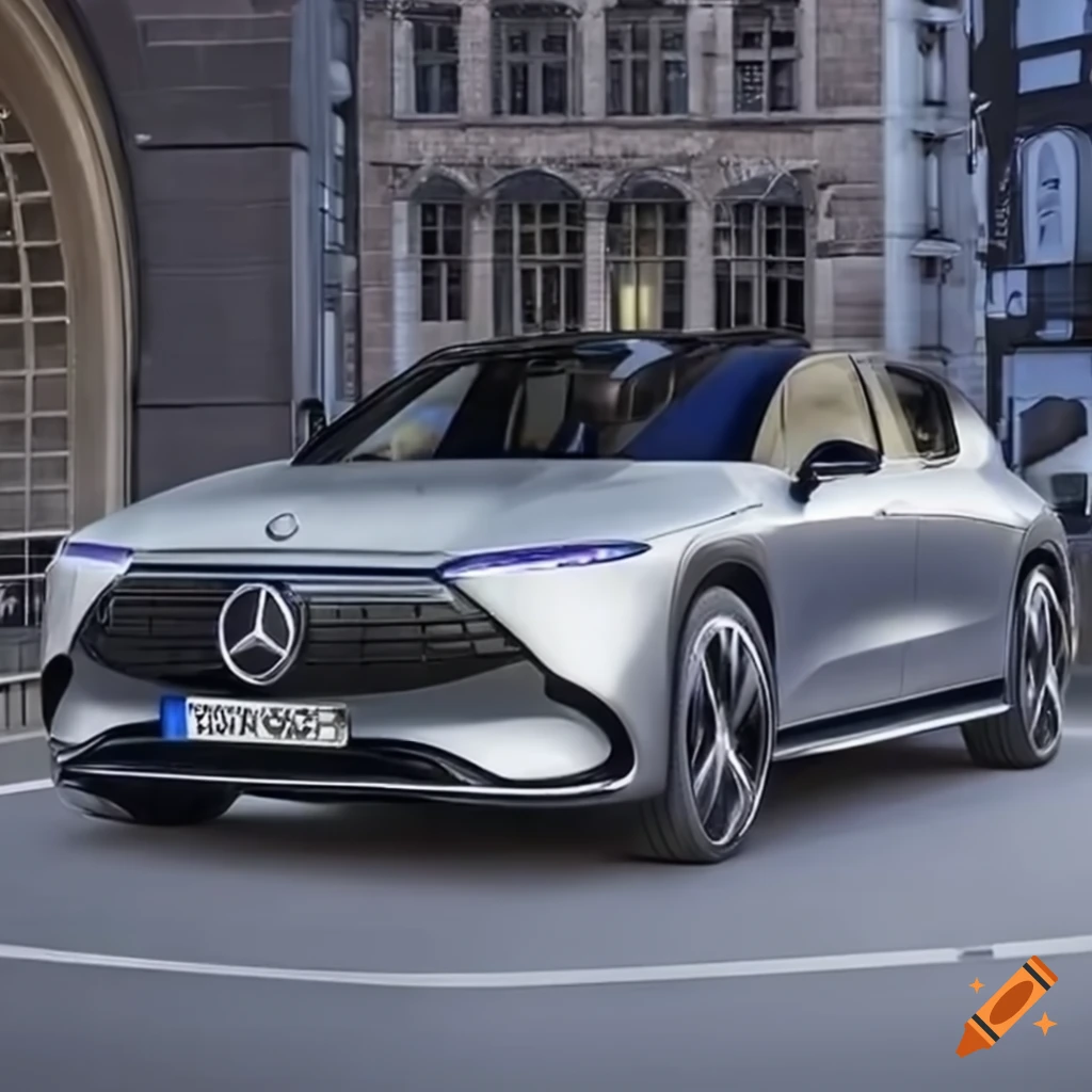 Silver mercedes-benz eqz compact electric hatchback