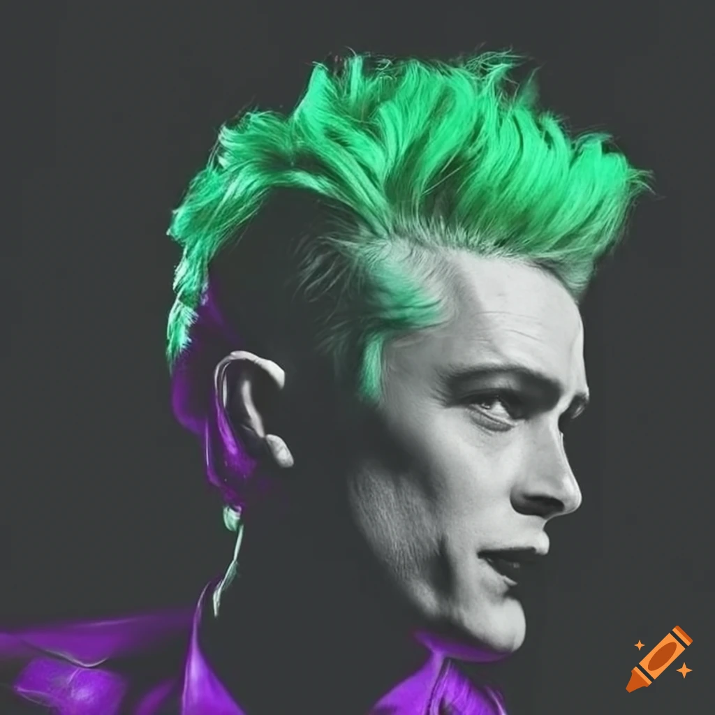 Sensual portrait of James Dean with neon purple leather jacket on Craiyon