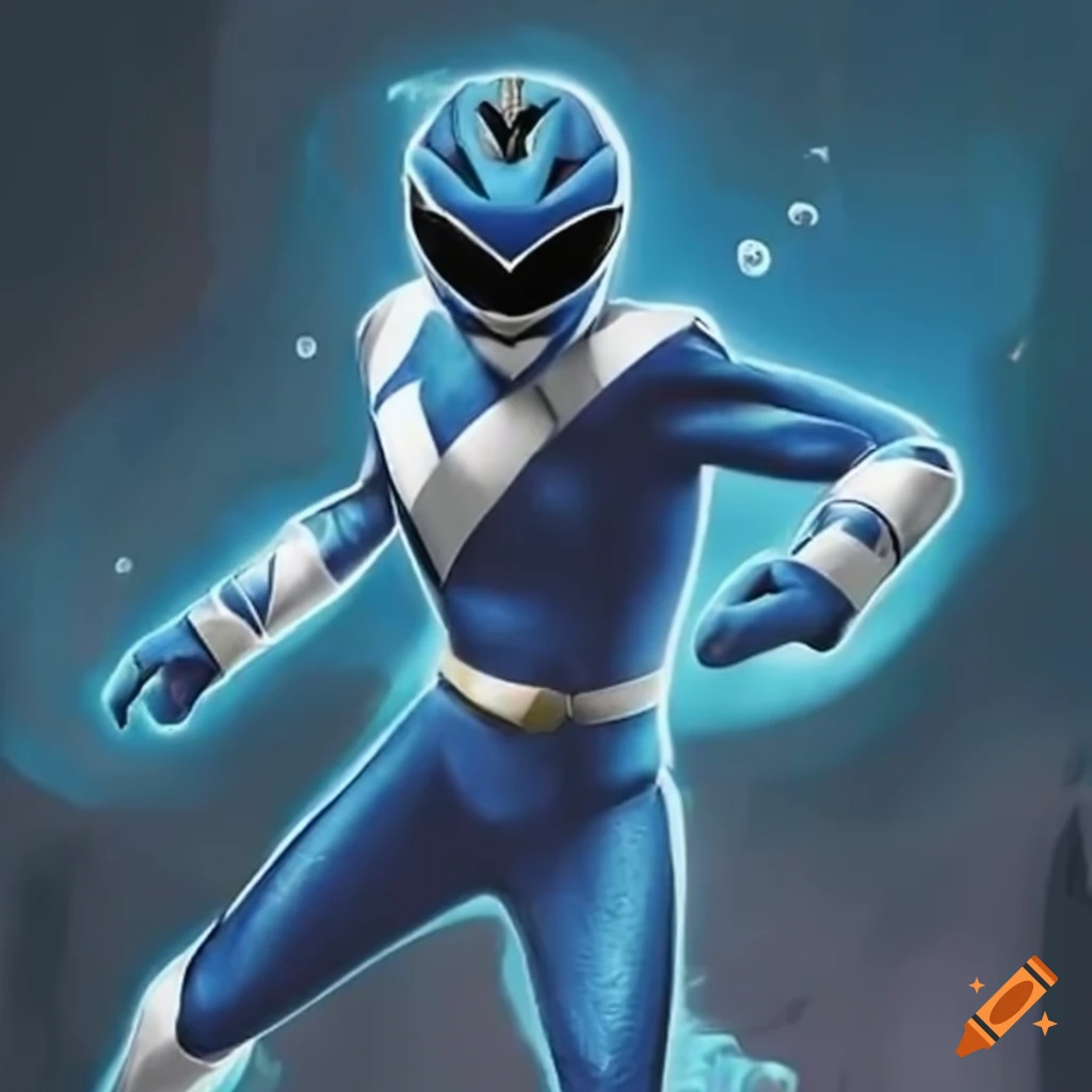 Blue power ranger inspired by killer whale and water on Craiyon