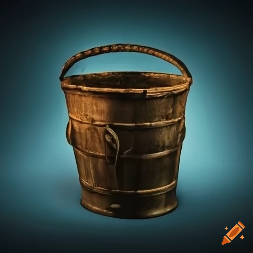 Vintage bucket filled with water on Craiyon