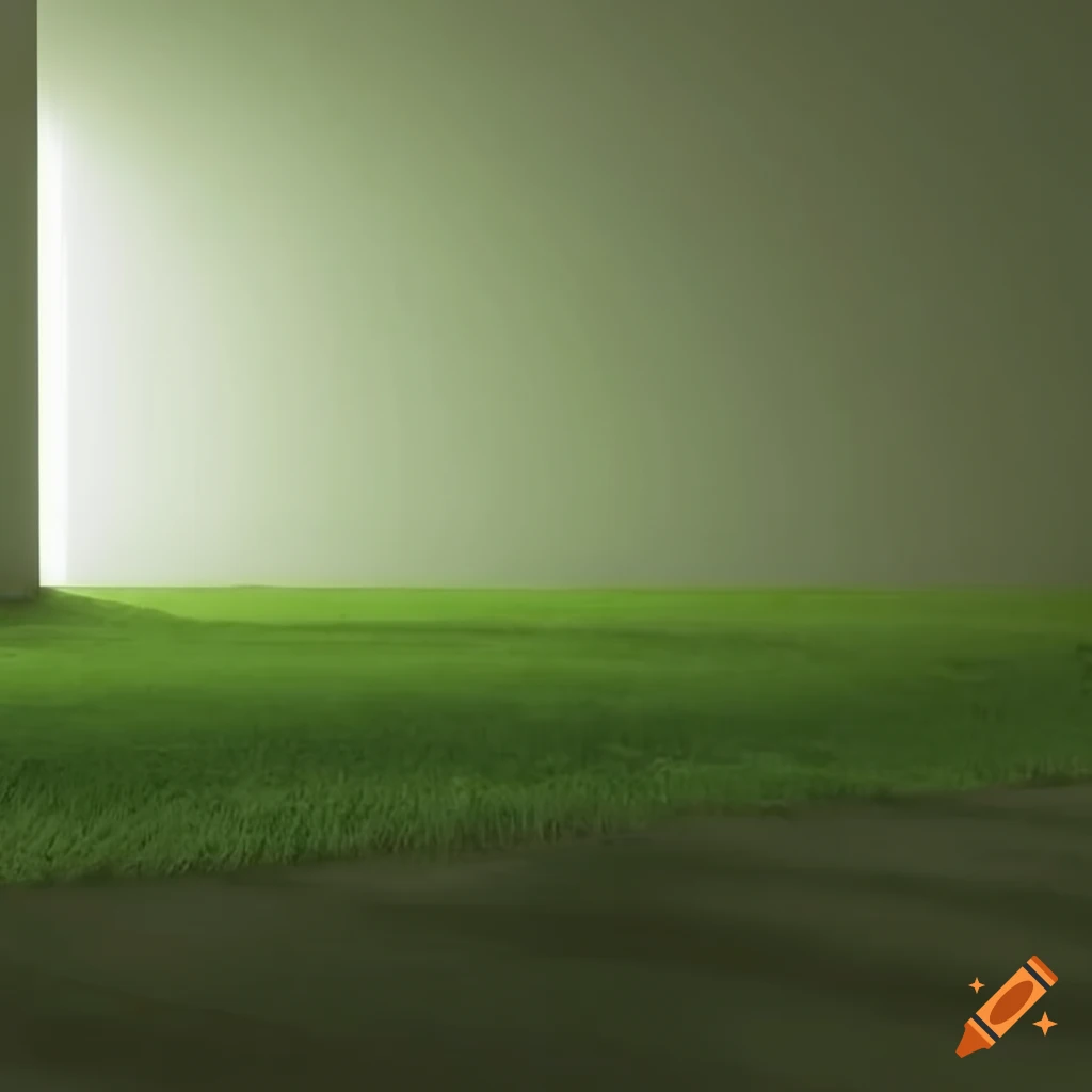 Liminal space with grass on walls and concrete floor on Craiyon