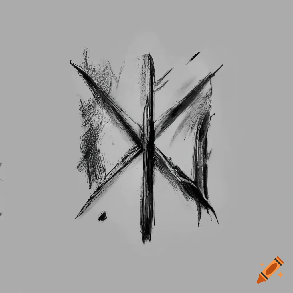 Black and white minimalistic symbol of Brand of Sacrifice on Craiyon