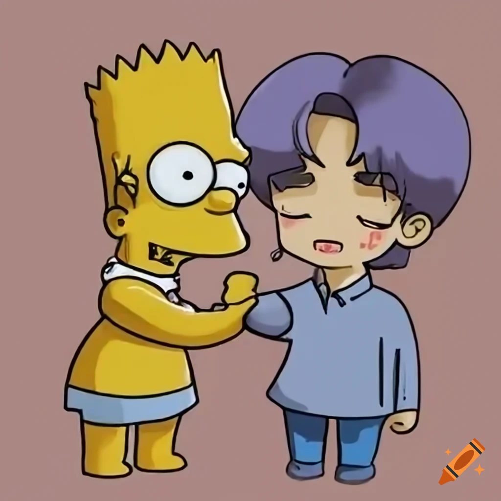 Chibi-style artwork of Homer Simpson and BTS member on Craiyon