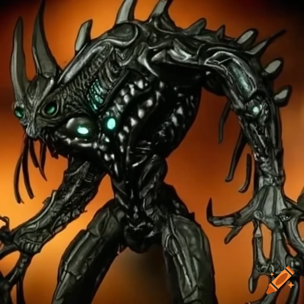 Cybernetic insectoid alien inspired by a bat on Craiyon