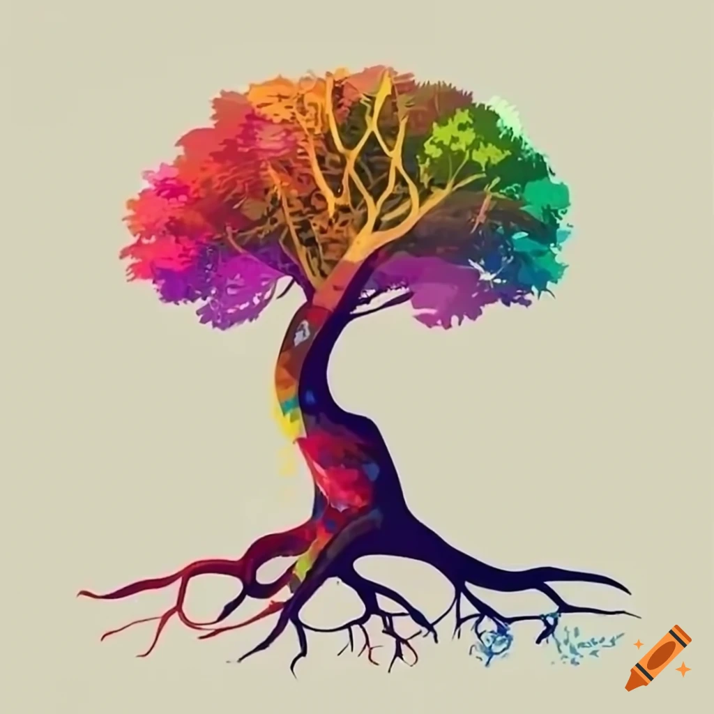 Vibrant roots of a tree on Craiyon