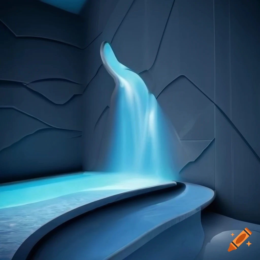 3D rendered architecture of a spa with pools and waterfalls on Craiyon