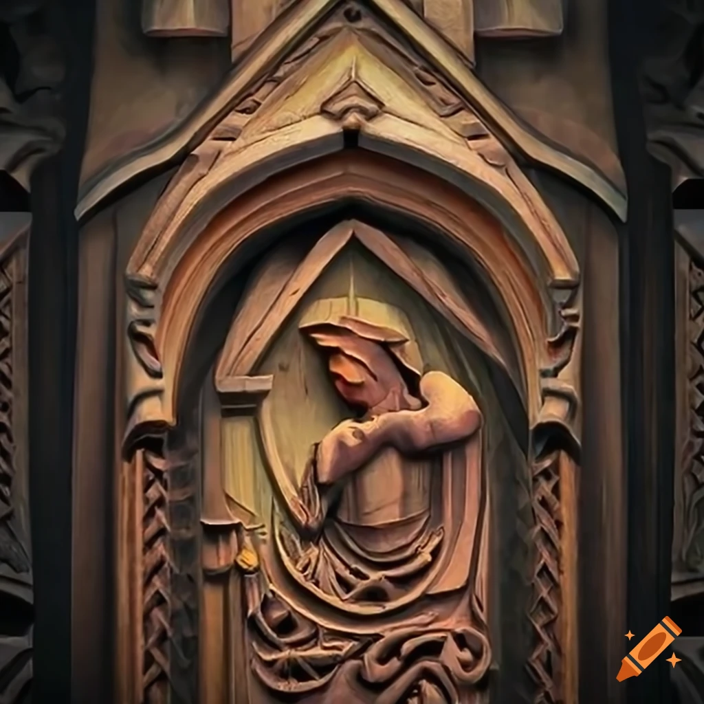 Stunning architectural stave carving artwork on Craiyon